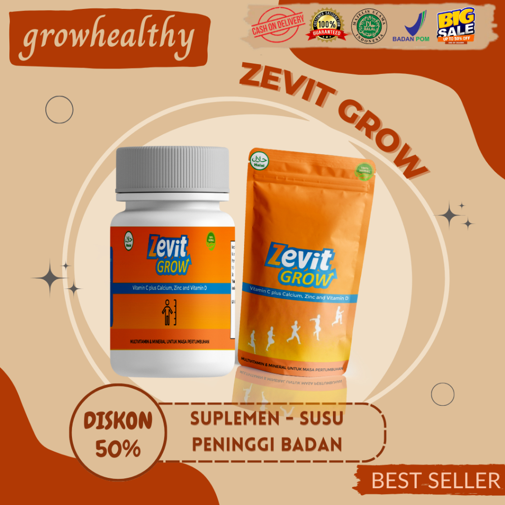 Jual ZEVIT GROW - PENINGGI BADAN ORIGINAL BPOM 100% SUPLEMEN SUSU ...