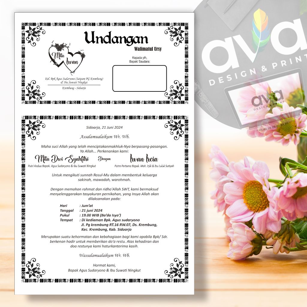 Jual Undangan kertas Hvs Walimatul Ursy / Pernikahan, Ukuran A4 ...