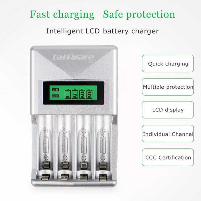 Jual Taffware Charger Baterai 4 Slot AA AAA Ni-MH NiCD LCD Display ...
