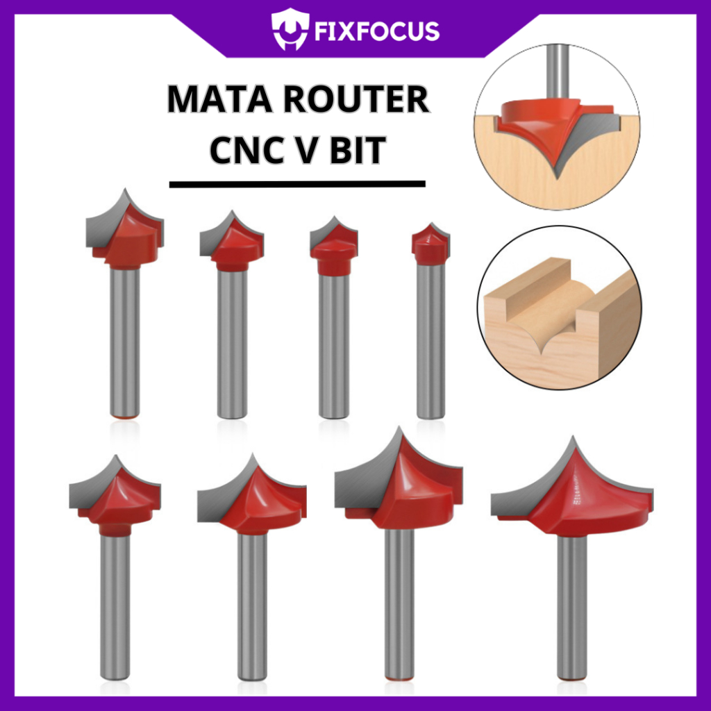 Jual Mata Router CNC V Groove 3D Bit Carving Milling Woodworking 8 10 ...