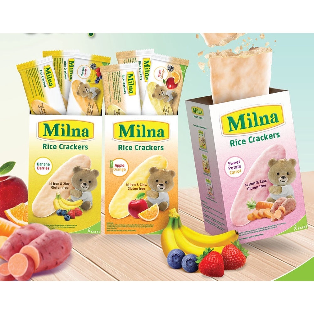 Jual Milna rice crackers all varian rasa 20 gr(5 sachet) | Shopee Indonesia