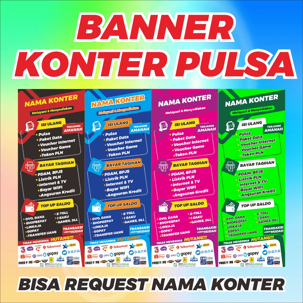 Jual BANNER KONTER PULSA + RANGKA /X-BANNER KONTER PULSA DESAIN TERBARUU | Shopee Indonesia