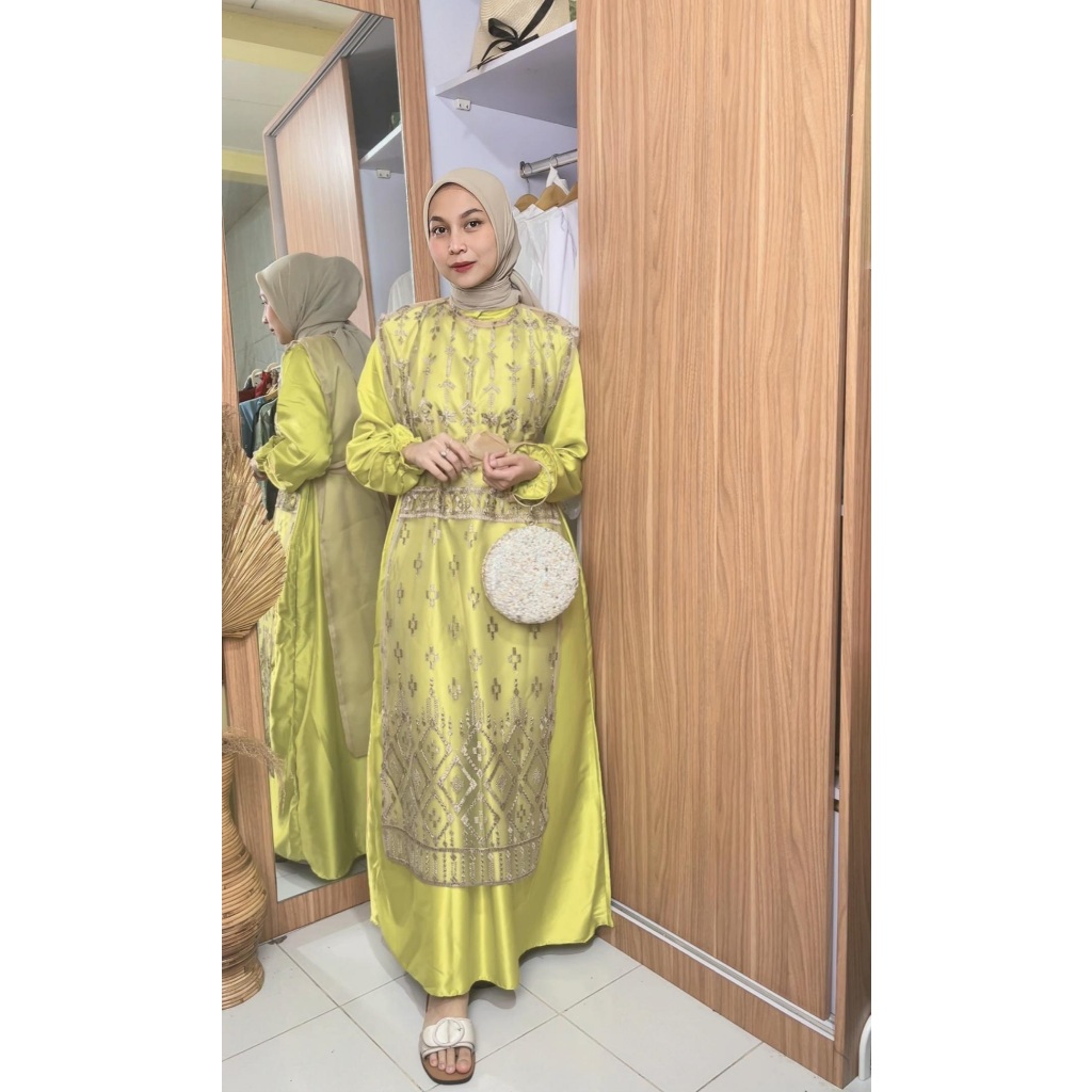 Jual Layya Dress Outer Brukat Tille Motif Gamis Kondangan Bridesmaid ...