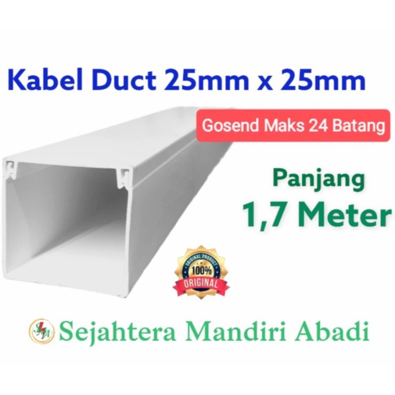 Jual Kabel Dak 25x25 Kotak Putih Tutup 1,7 meter Duct Cable | Shopee ...