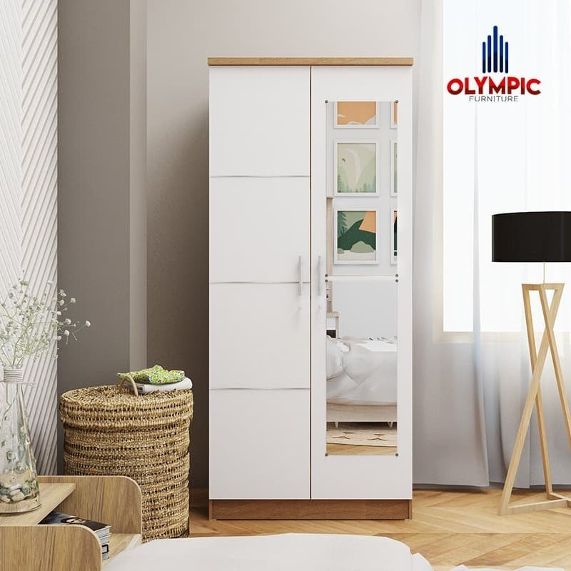 Jual OLYMPIC LEMARI PAKAIAN 2 PINTU PUTIH MINIMALIS PVC EERO BATAM ...