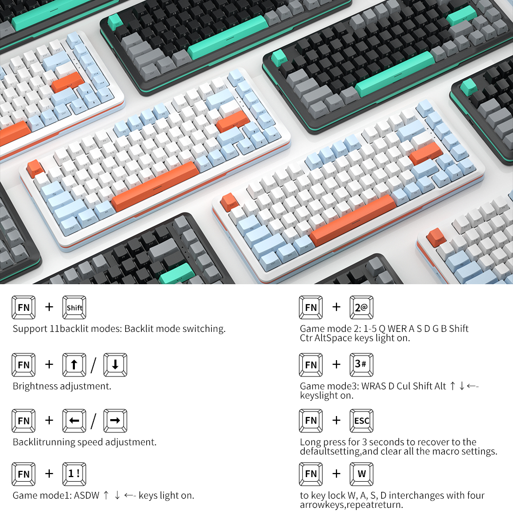 Jual FURYCUBE S82 Gaming Keyboard 75% Layout Hot Swappable White Light ...