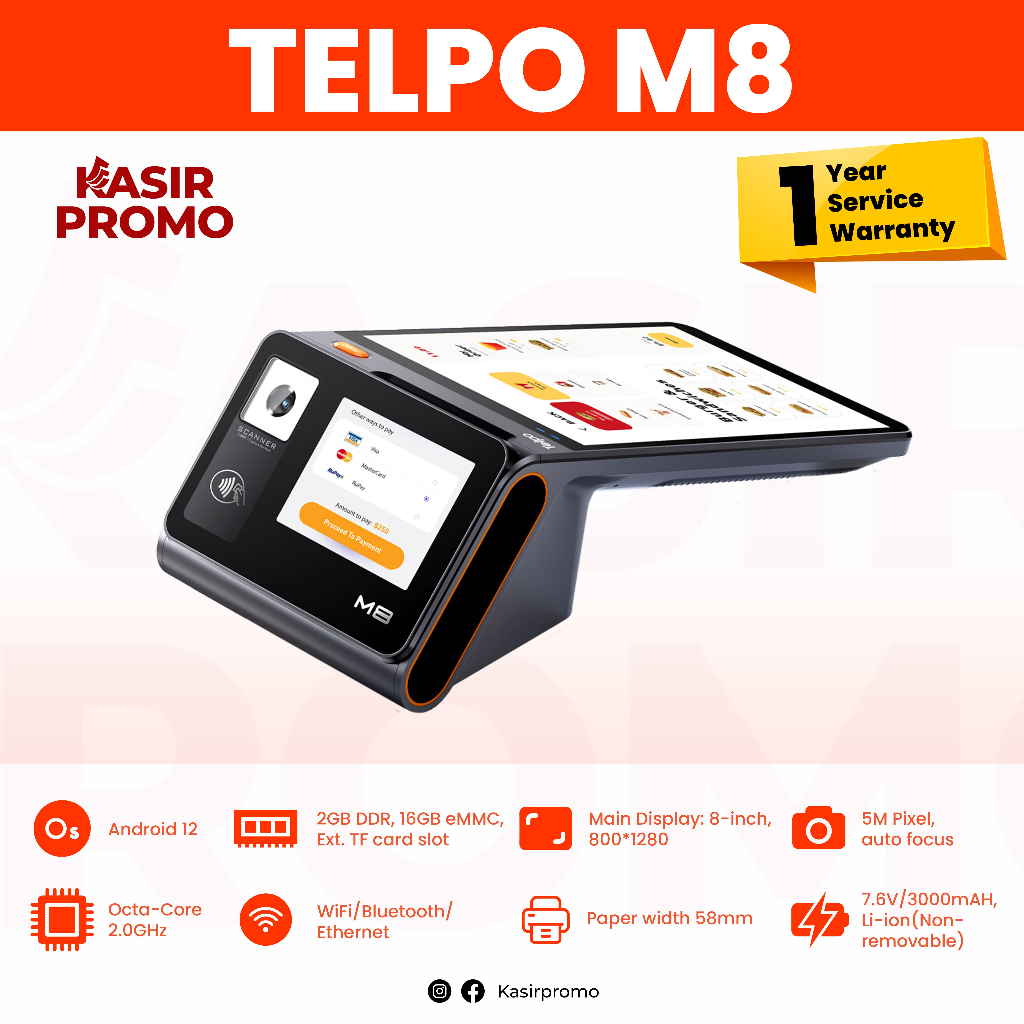 Jual Mesin Kasir Handheld POS M8 Dual-Screen | Shopee Indonesia