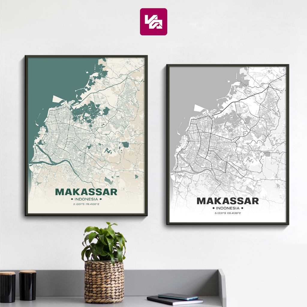 Jual Poster Peta Makassar - City Map Poster | Frameblock ukuran 30x40 ...