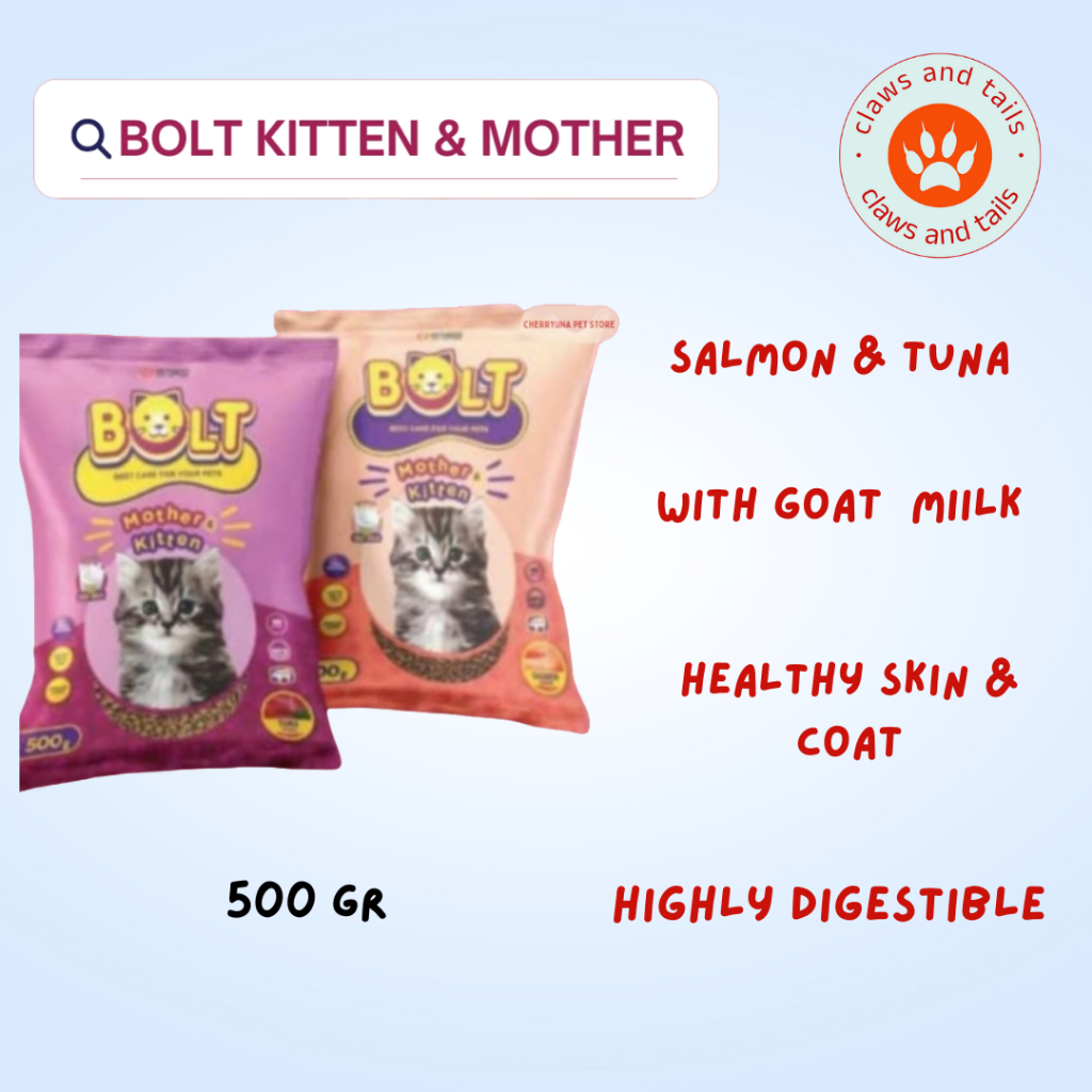 Jual Bolt Cat Dry Food Mother And Kitten Makanan Kucing 500gr | Shopee ...