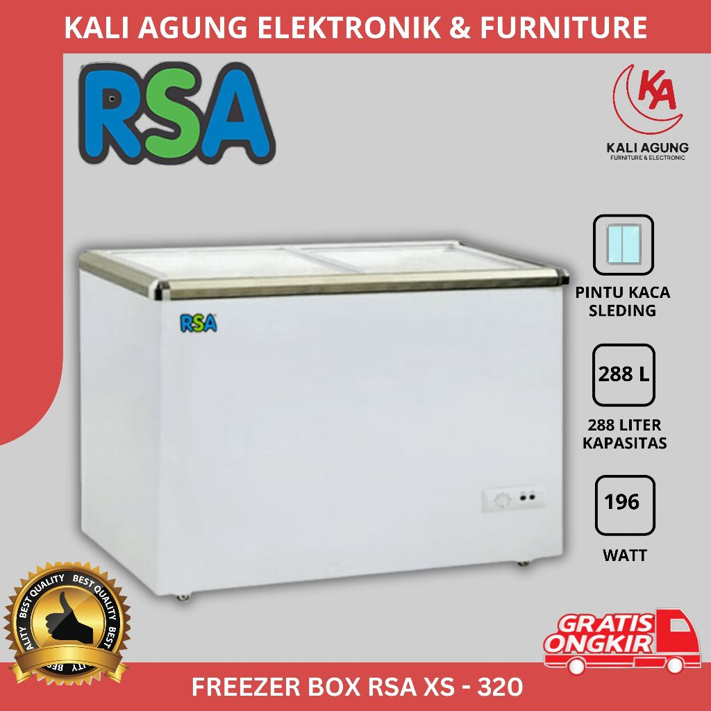 Jual FREEZER BOX RSA XS 320 / 300 LITER / FREEZER SLIDING / FREE ONGKIR ...