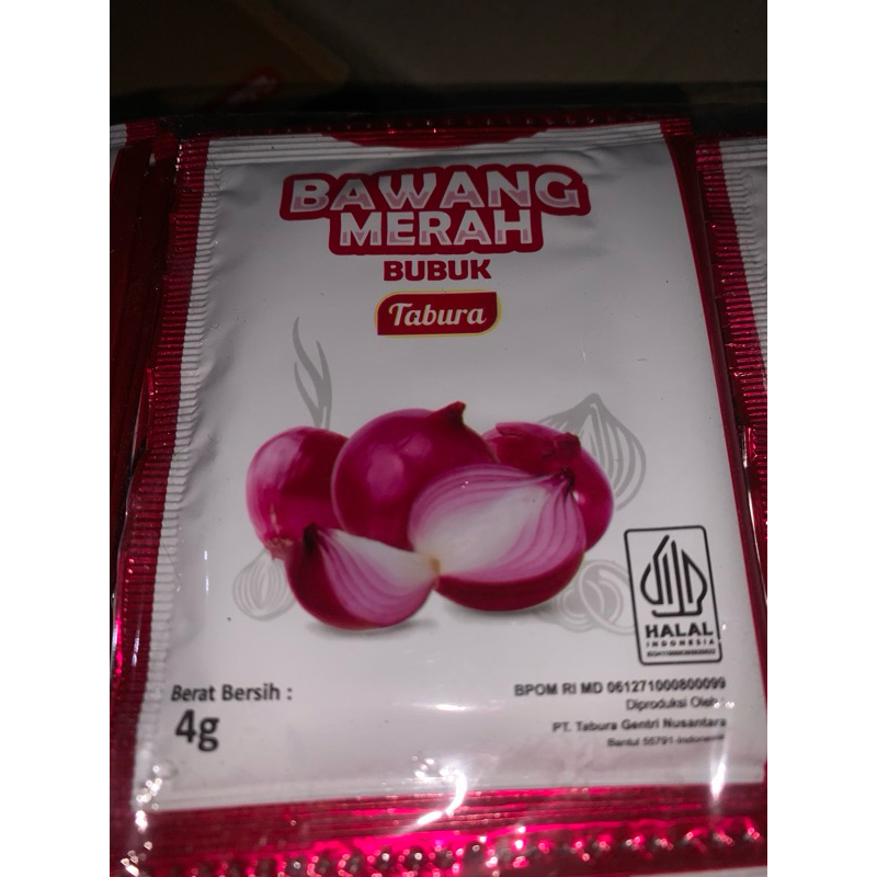 Jual Bawang MERAH bubuk TABURA 4gr/pcs 12pcs/ 1 RENTENG | Shopee Indonesia