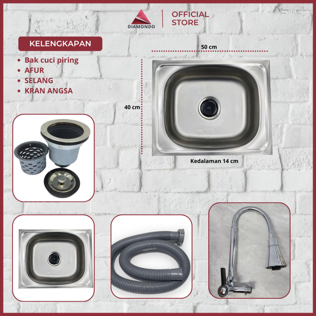 Jual Bak Cuci Piring Wastafel Sink Stainless Steel Dapur Tebal Satu ...