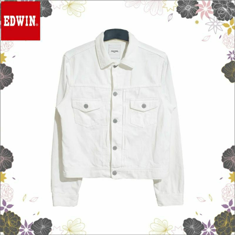 Jual EDWIN Trucker White Denim Jacket | Jaket Jeans Putih | Shopee ...