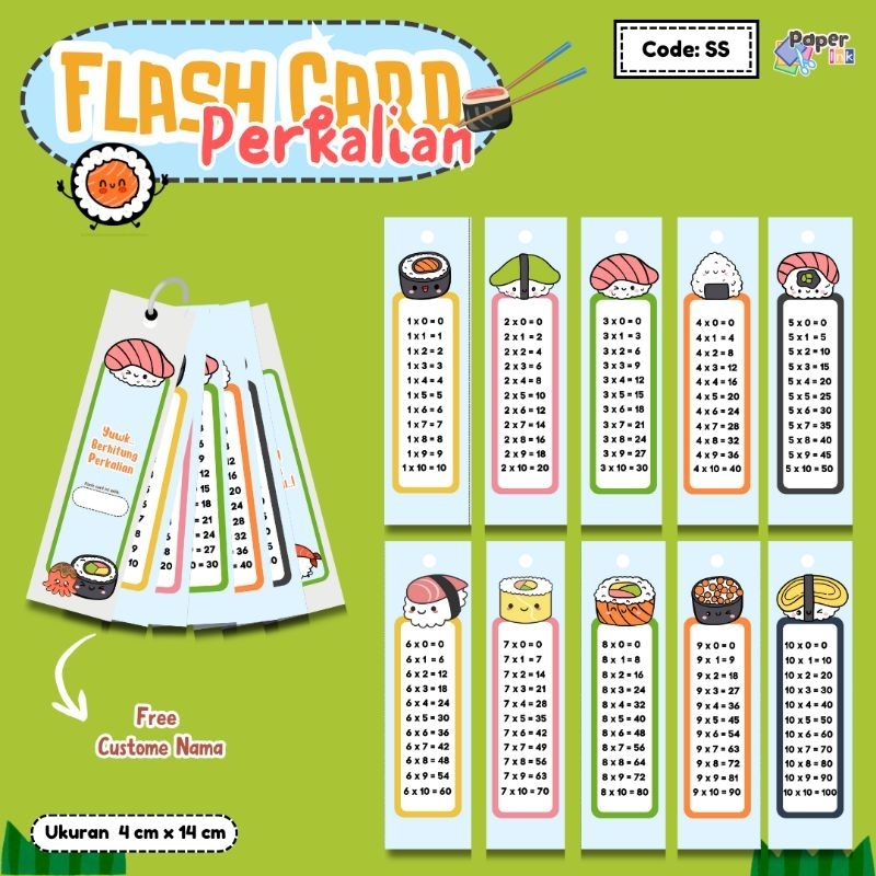 Jual Flash Card Perkalian, Pembagian, Penambahan, Pengurangan tema ...