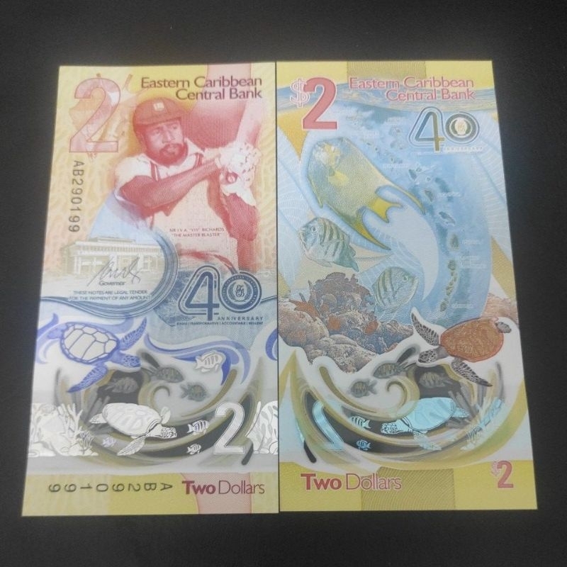 Jual Uang Asing Polymer East Carribean Two Dollar | Shopee Indonesia