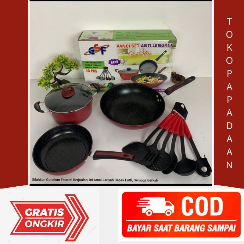 Jual panci set teflon gsf 4 pcs g-2429 g2529 teflon GSF panci Set 8 pcs ...