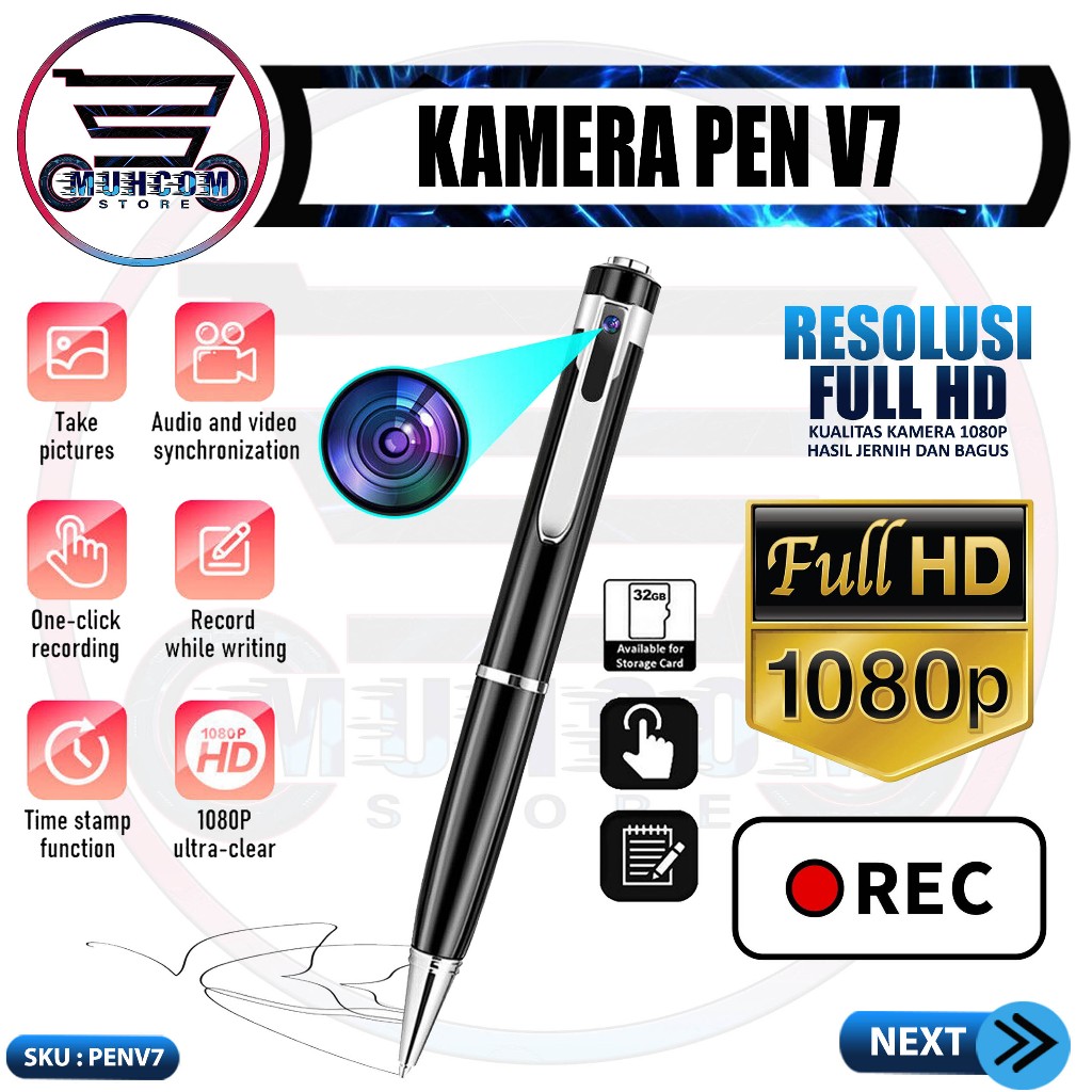 Jual V7 Mini Kamera Pulpen Pen Spy Cam HD 1080P Hidden Camera Saku ...
