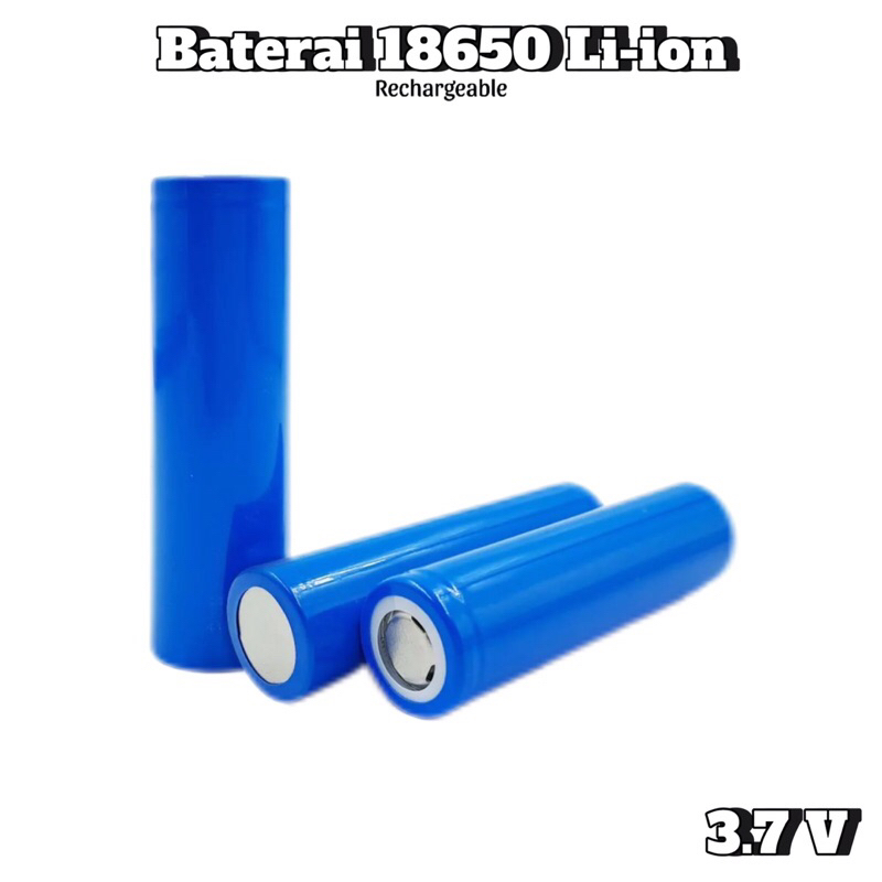 Jual Baterai 18650 Rechargeable Lithium Li-ion / Battery 18650 Biru 3 ...