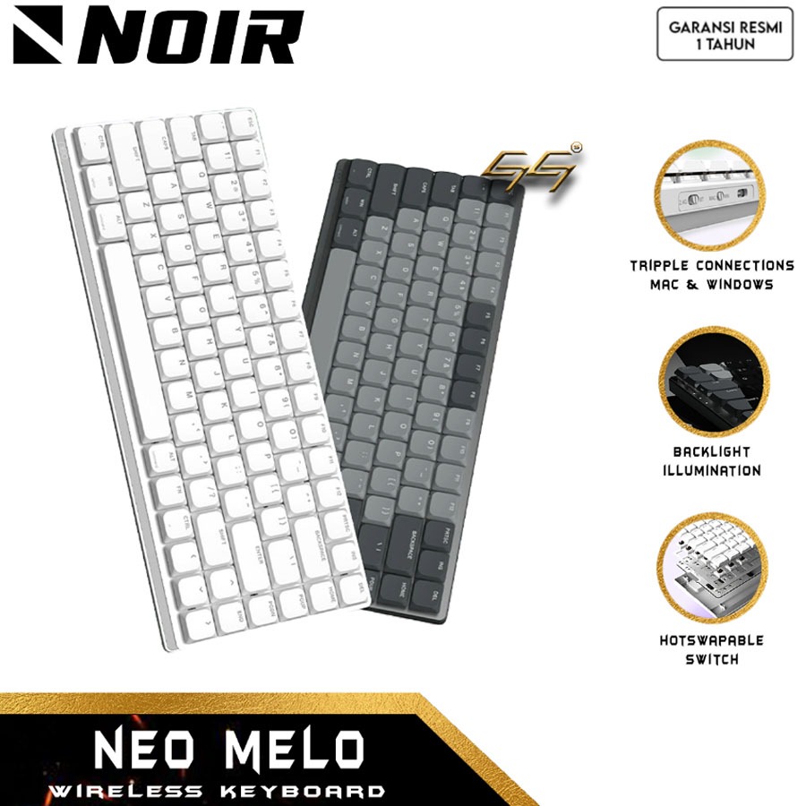 Jual NOIR NEO MELO Keyboard Gaming Low Profile Wireless 75% Mechanical ...