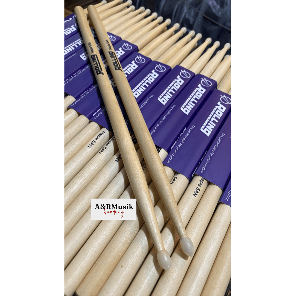 Jual Stik Drum Rolling Nylon Tip / Drum Stick Rolling Wood Tip 5a 5b 7a ...