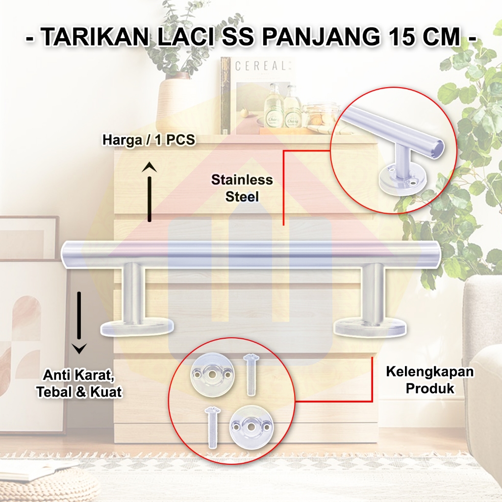 Jual WMS-TARIKAN LACI SS PANJANG 15 CM - TARIKAN LACI STAINLESS STEEL ...