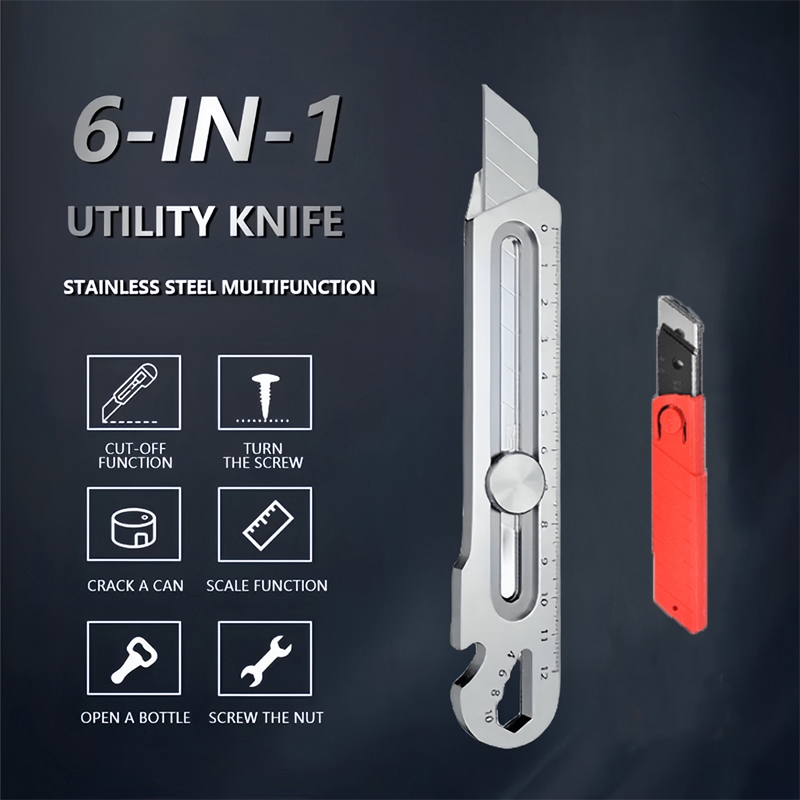 Jual Pisau Cutter 6in1 18mm multifungsi baja cuter besi stainless besar ...