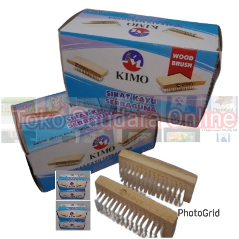 Jual Paket 4 Pack Sikat Kayu Serbaguna Kimo Wood Brush /Pack Isi 12Pcs ...