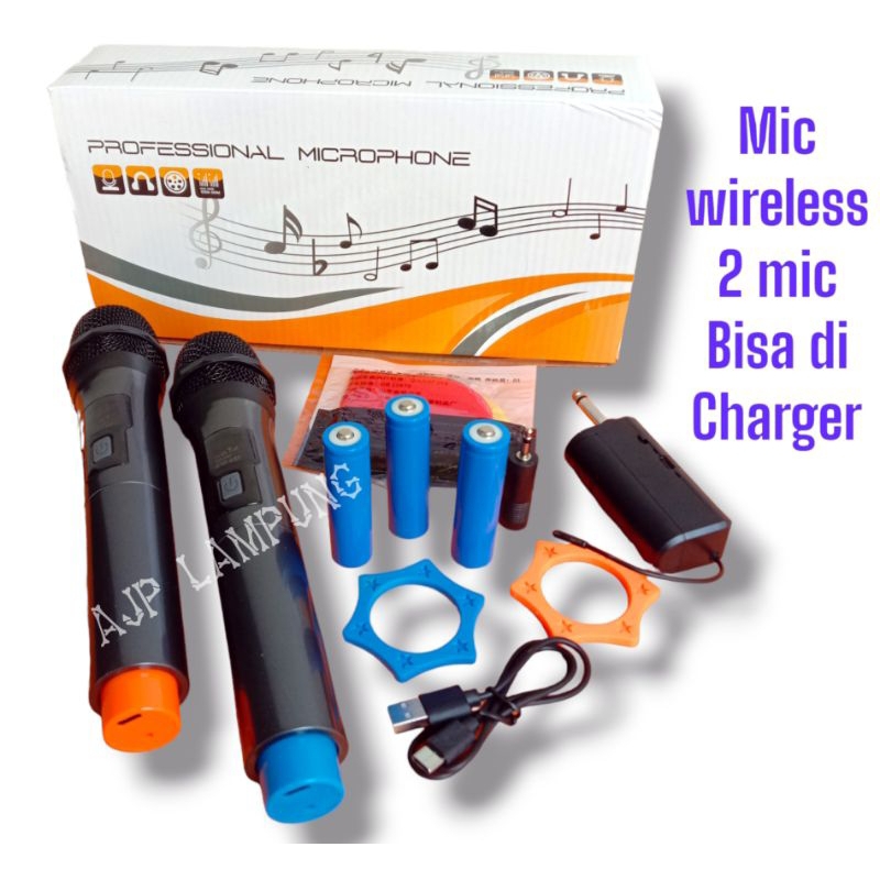 Jual Mic wireless Tanpa Kabel 2 Mic Jernih bisa di Charge | Shopee ...
