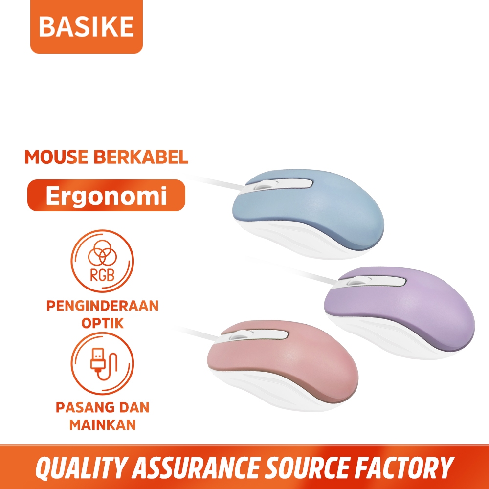 Jual (HOT)BASIKE Mouse Kabel USB Optical Mice Wired Makaron mini untuk ...