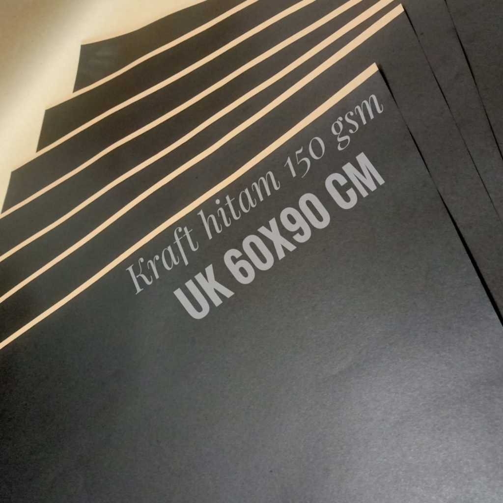 Jual ( 1 Rim ) Black Kraft Paper / Kertas Kraft Hitam 150 gsm uk 60 cm ...