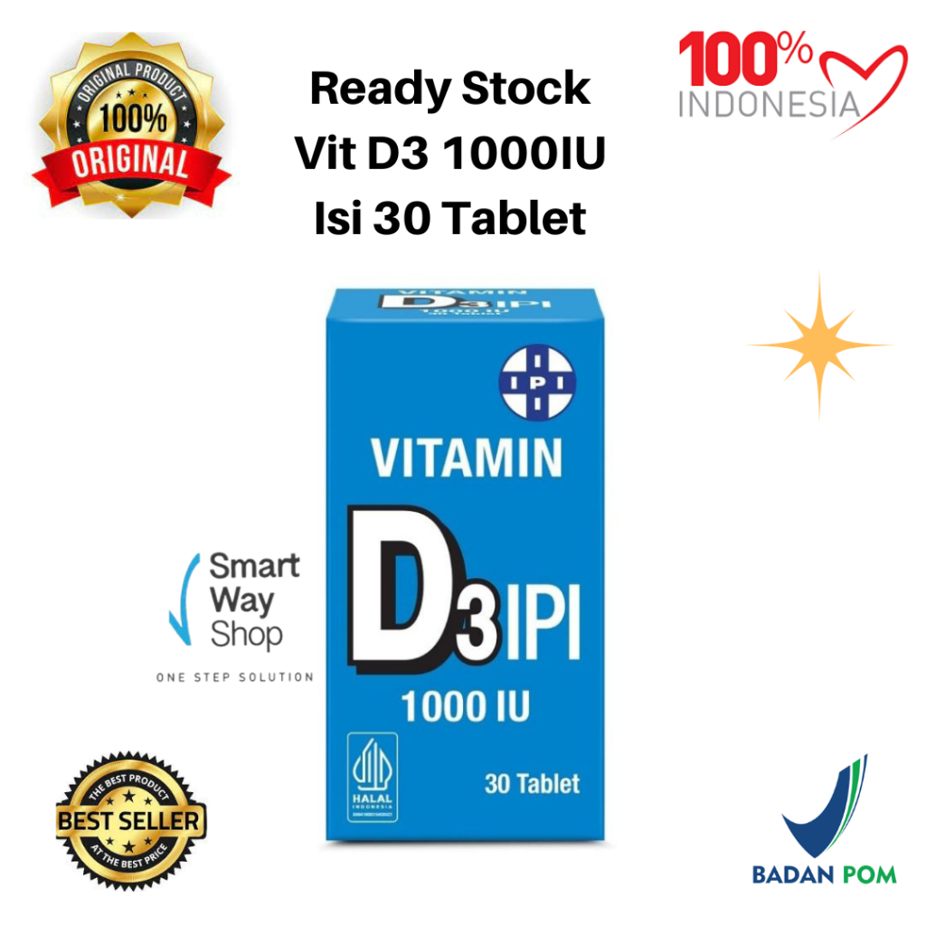 Jual IPI Vitamin D3 1000 IU isi 30 Tablet Ekonomis HALAL ORI BPOM ...