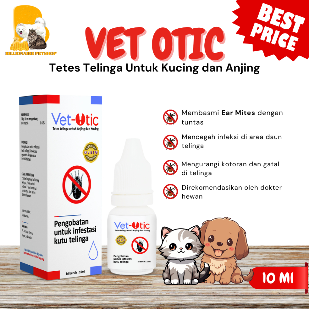 Jual Obat Tetes Hewan Anjing dan Kucing untuk Kutu Telinga Earmites Vet ...