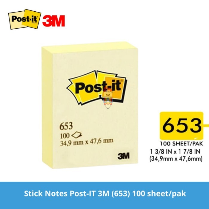 Jual Post-it Sticky Notes 3M 653 - 34,9 mm x 47,6 mm * | Shopee Indonesia
