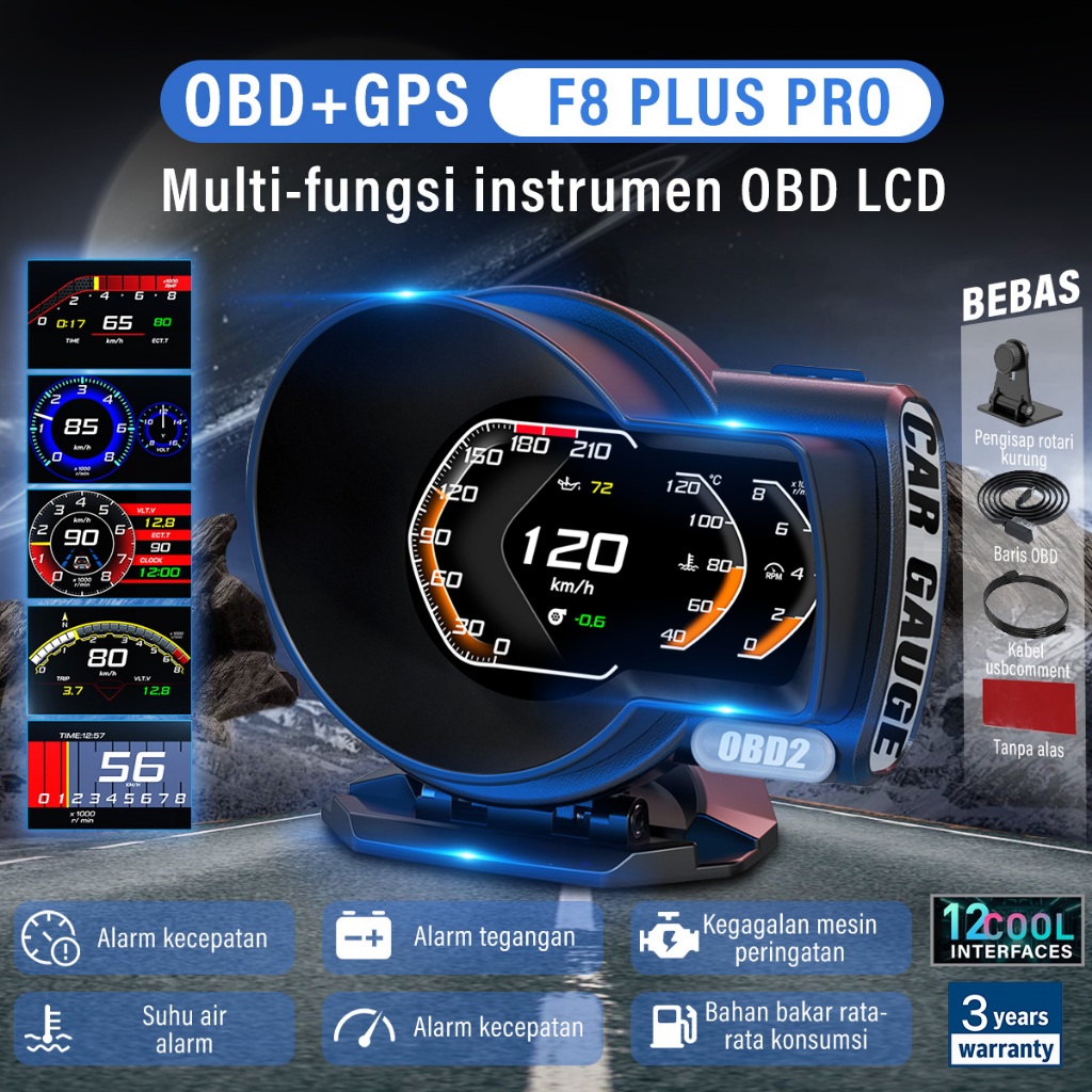 Jual HUD F8 PLUS Smart Gauge Car Layar Display HD OBD2+GPS HUD Sistem Ganda Smart Gauge Daihatsu ...