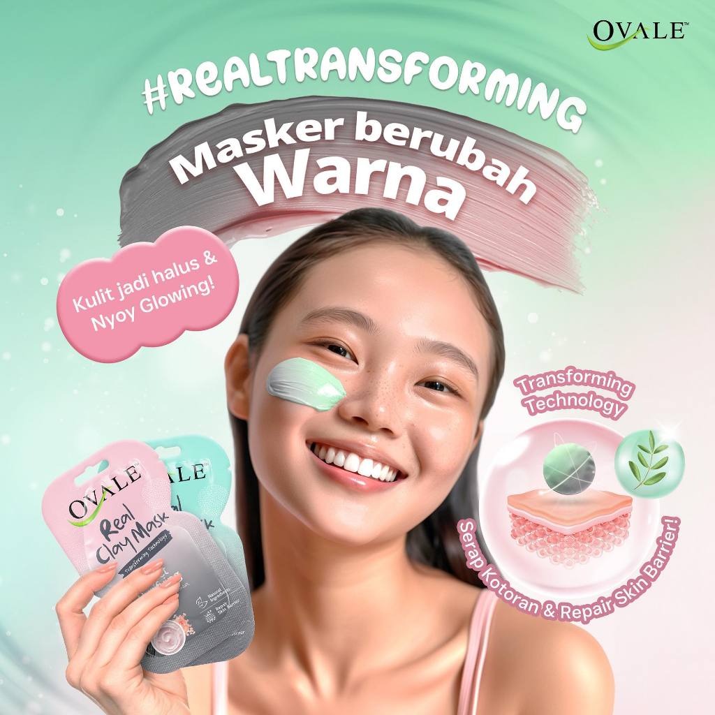 Jual OVALE REAL CLAY MASK SACHET/ KEMASAN BARU | Shopee Indonesia
