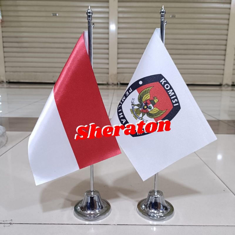 Jual tiang stenlis meja+bendera KPU+Indonesia | Shopee Indonesia