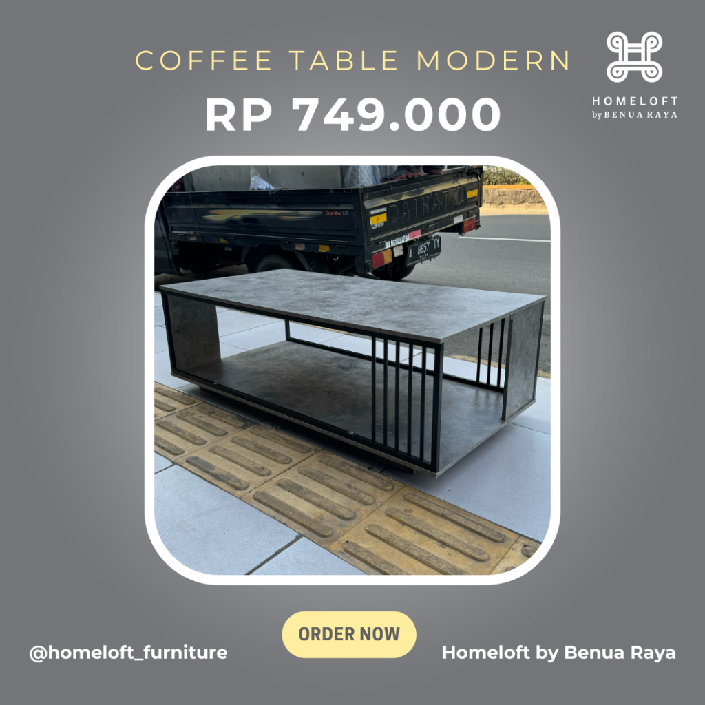 Jual MEJA TAMU - Coffee Table Besi Abu-Abu Minimalis Modern Unik ...