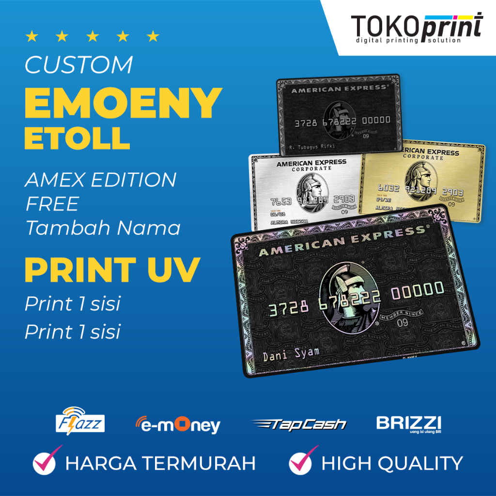 Jual Custom Print ETOLL Emoney Flazz Brizzi Tapcash AMERICAN EXPRESS ...