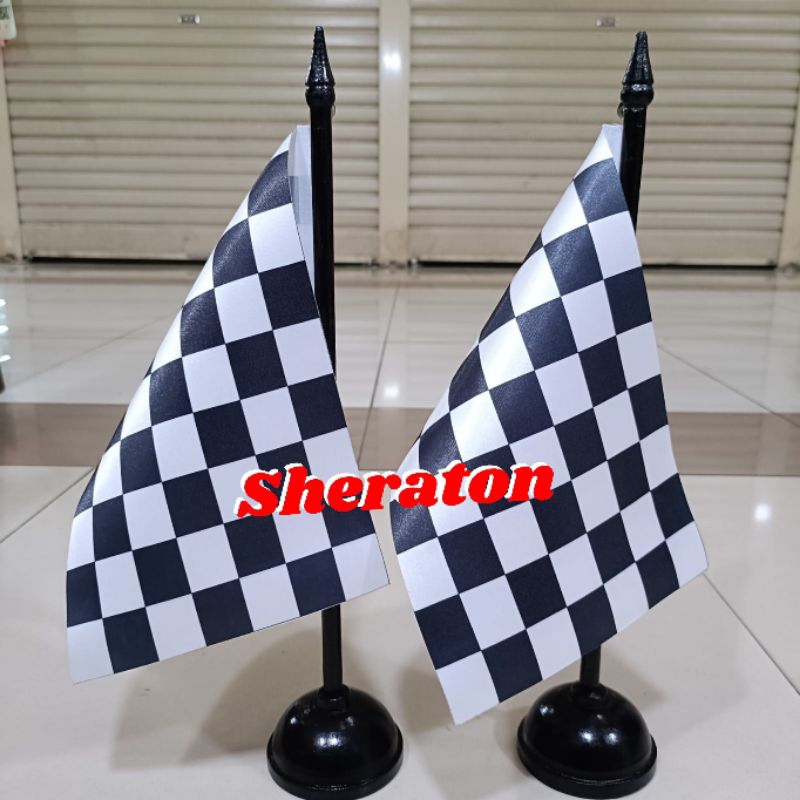 Jual tiang kayu meja+bendera start bendera finish bendera catur ...