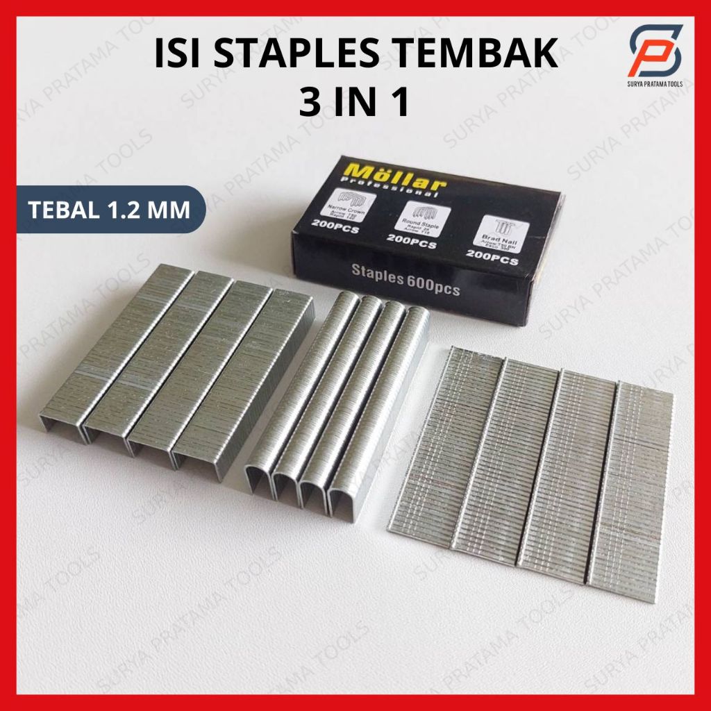 Jual Isi Staples Tembak 3 in 1 3way Refill Paku Hekter Stapler Gun ...