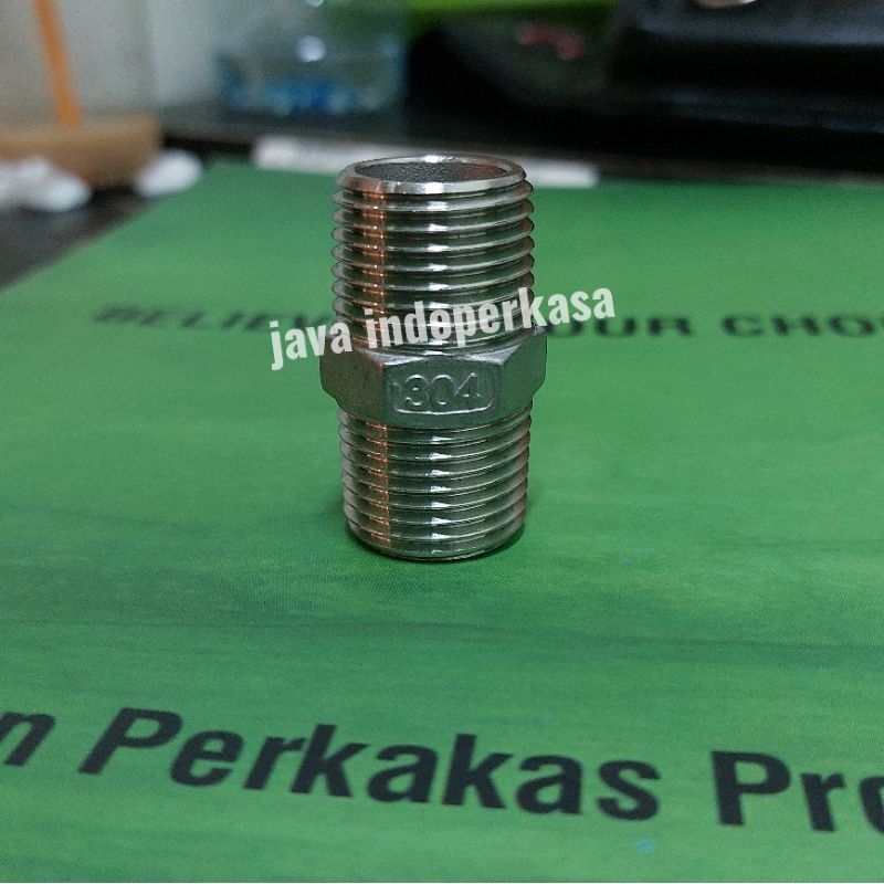 Jual double neple 3/4 inch stainless 304 anti karat dobel nepel sambungan drat luar | Shopee ...