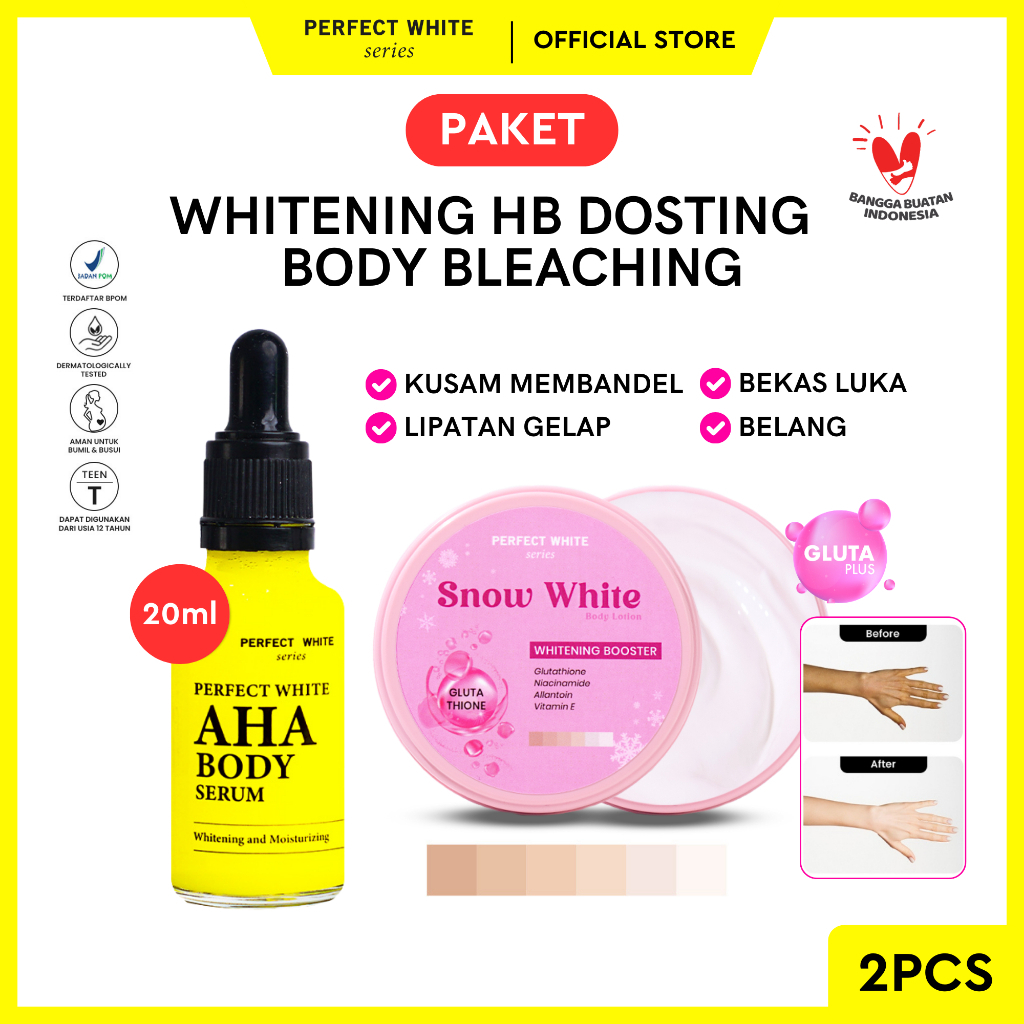 Jual PERFECT WHITE Paket Body Bleaching Whitening Booster BUY 1 GET 2 [1 pcs 50ml AHA Body Serum ...