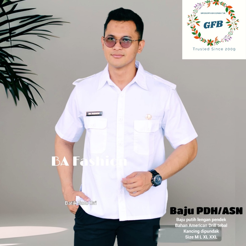 Jual ORI Baju Pdh Putih Pria Kemeja Dinas Putih Pria Lengan Pendek ...