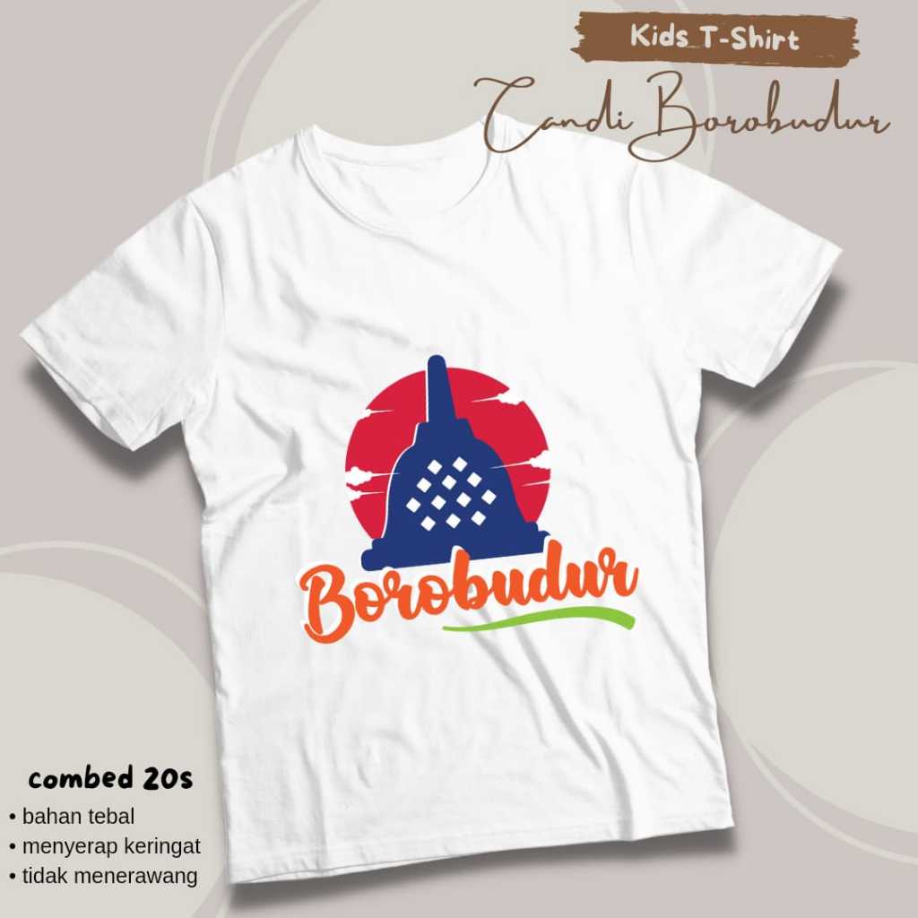 Jual Kaos Oleh-oleh Anak Candi Borobudur Series Destinasi Wisata ...
