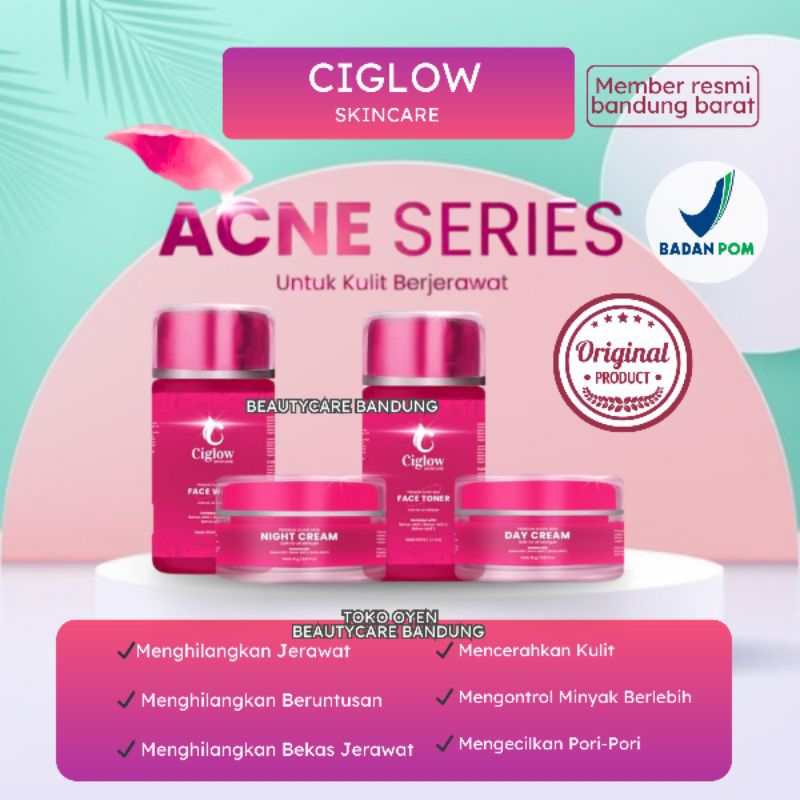 Jual CIGLOW SKINCARE GLOWING & ACNE SERIES BPOM set pencerah wajah ...