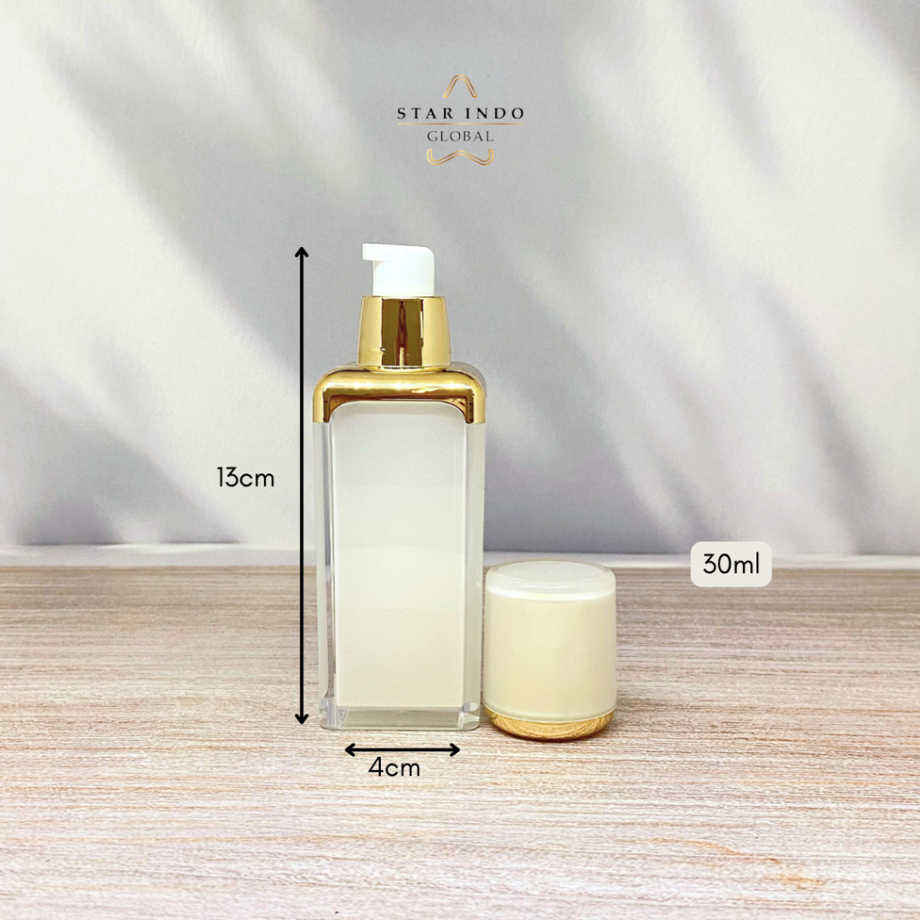 Jual LUXURY SERIES Botol Skincare 30 ml Botol Pump Putih Solid Gold ...