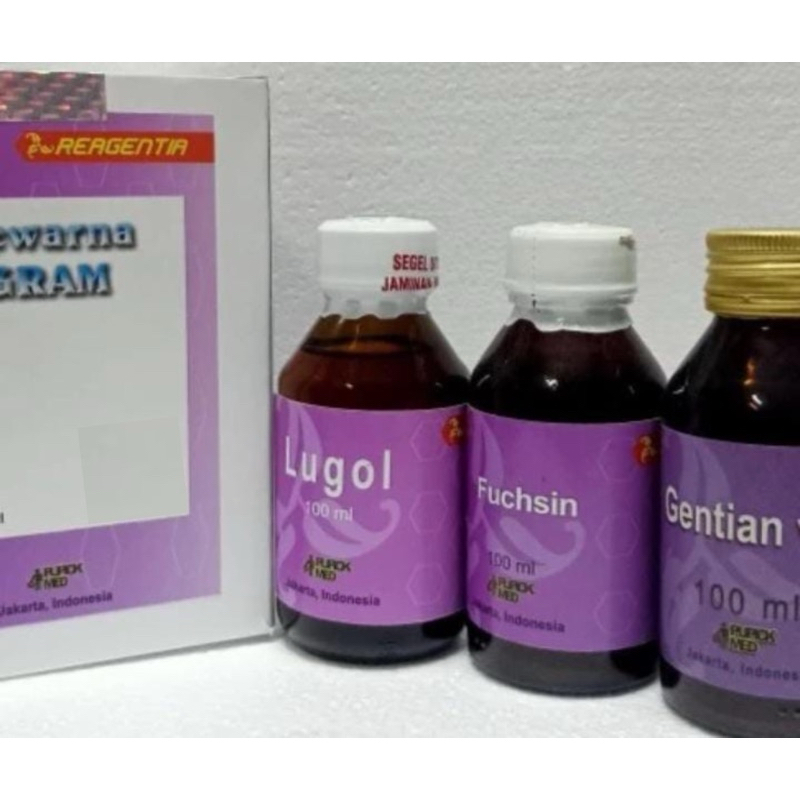 Jual Pewarnaan Gram 3 x 100ml (Lugol 100ml, Fuchsin 100ml, Gentian ...