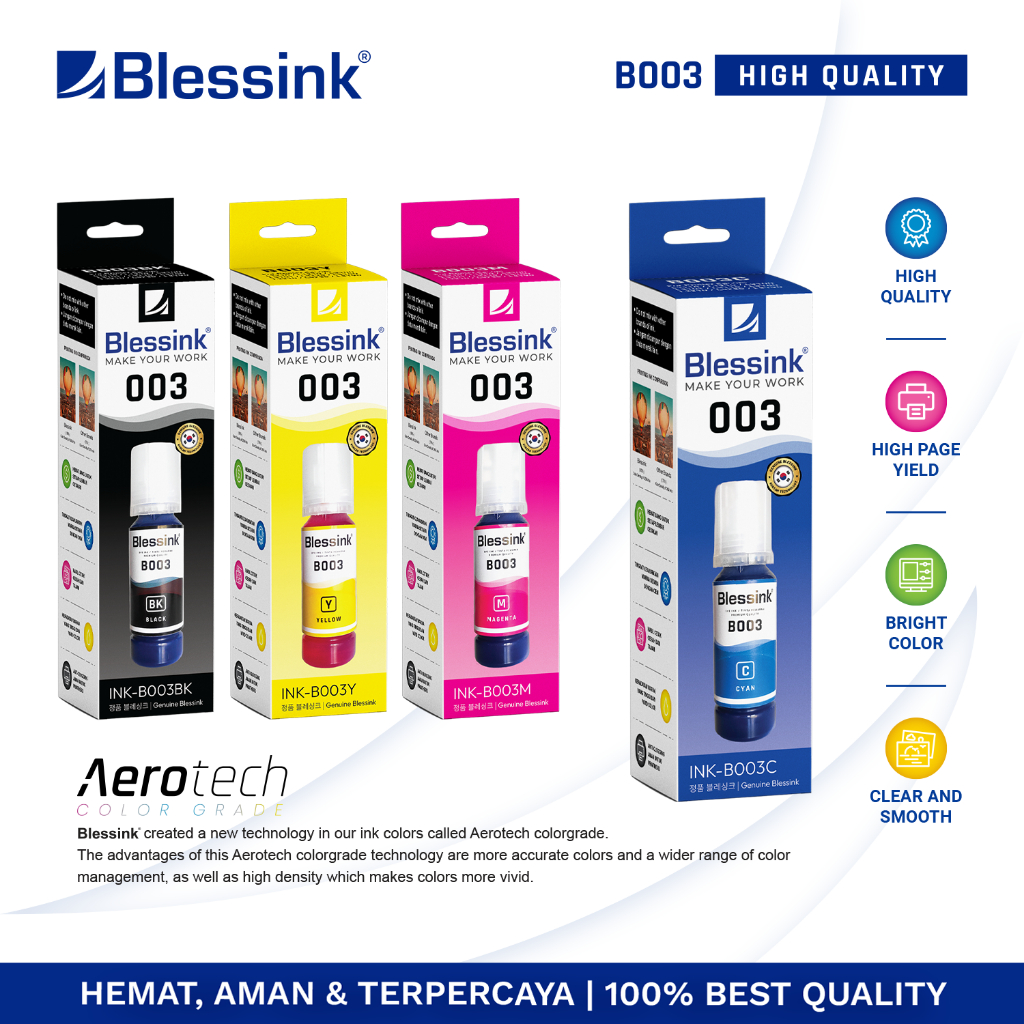 Jual Tinta Epson 003 Blessink High Quality For Printer Epson L1110 L1210 L3100 L3101 L3110 L3150 ...