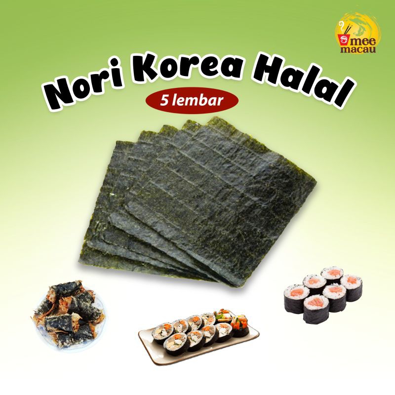 Jual Nori Korea 5 Lembar Halal Roasted Seaweed Untuk Sushi Kimbap Gimbap Dimsum Gimari Halal ...
