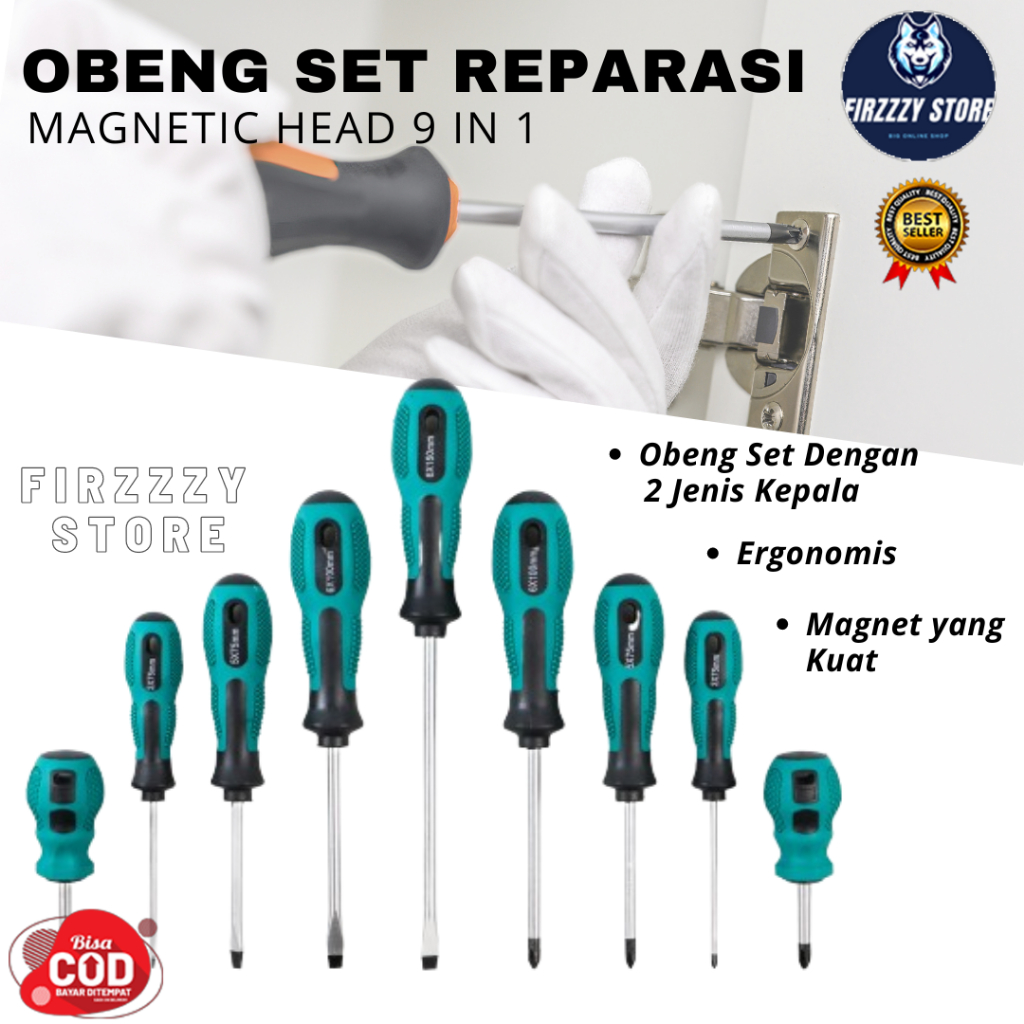 Jual Obeng Set Reparasi Magnetic Head 9 in 1 - Green | Shopee Indonesia